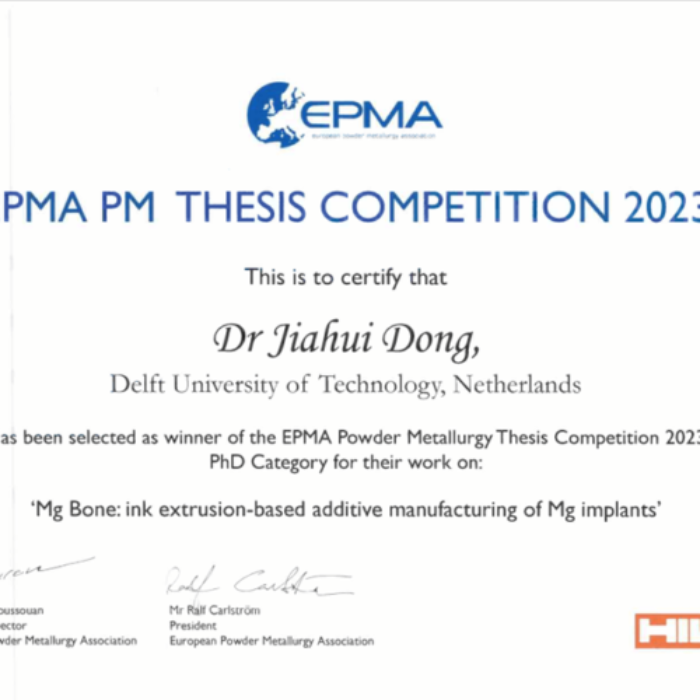 The HIM group congratulate Jiahui for the winning the EPMA Powder ...